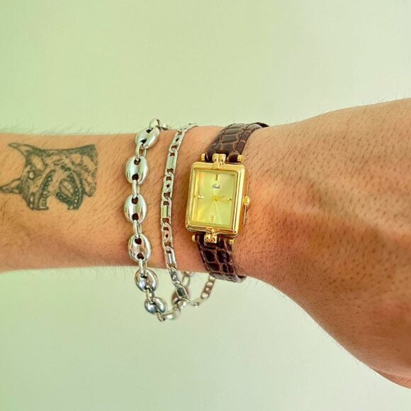 Accessories | 200s Vintage Style Square Brown Leather Luxury Watch ...